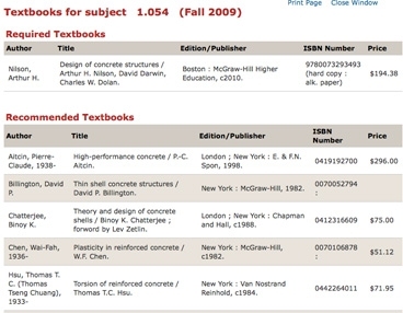 Textbook information now available on the Online Subject Listing and ...